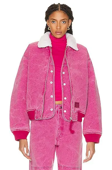 Acne Studios Bomber Jacket In Fuchsia - Fuchsia Pink | Editorialist